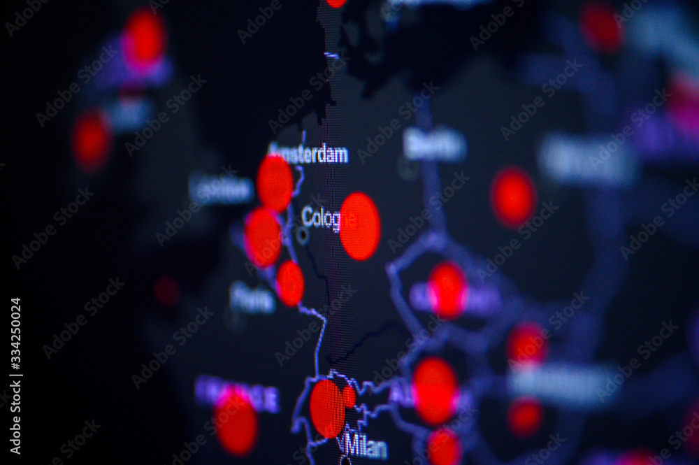 Germany, Berlin . Coronavirus COVID-19 global cases Map. Red Point ...