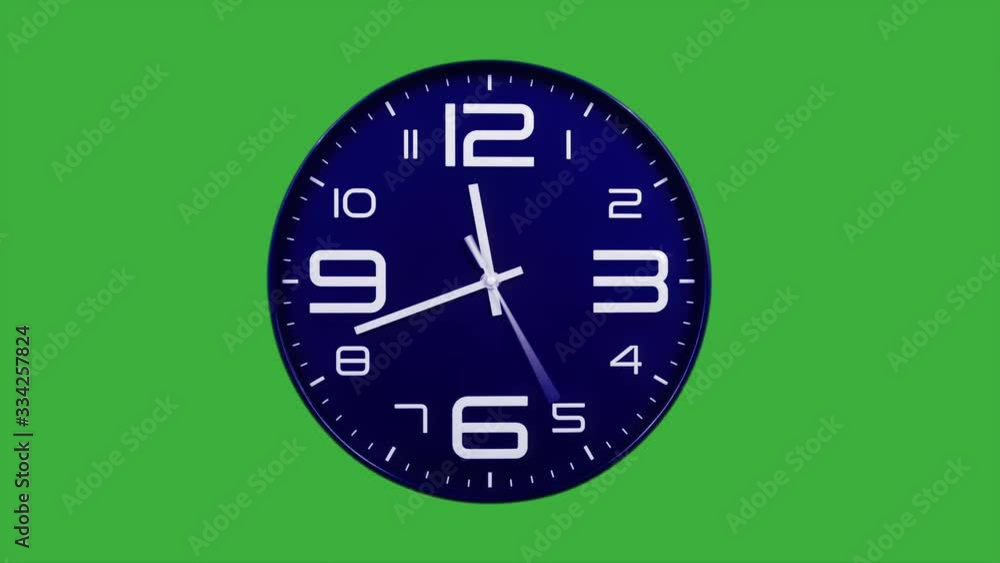 Modern clock face moving fast forward timelapse green screen chroma key ...