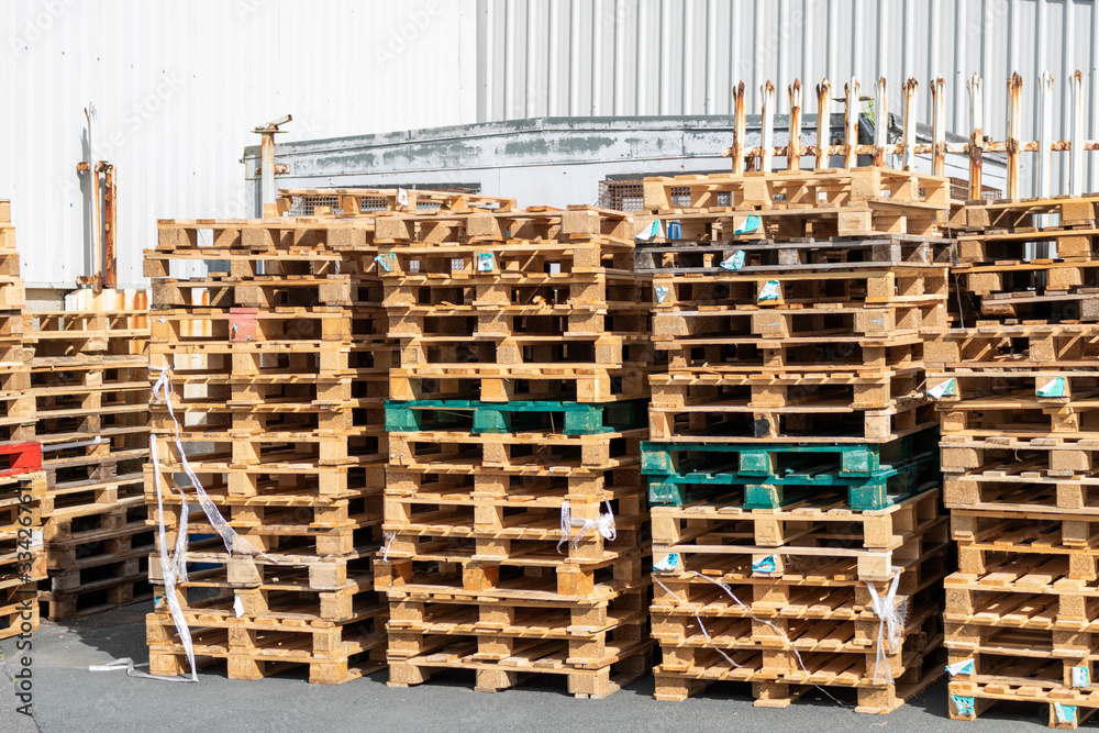 Stack of empty wooden pallets Stock Photo | Adobe Stock
