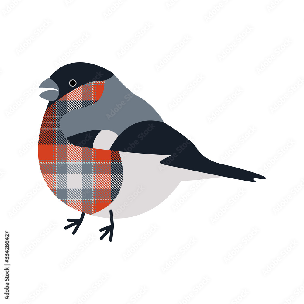 Robin bird in trendy Scandinavian style isolated on white background ...