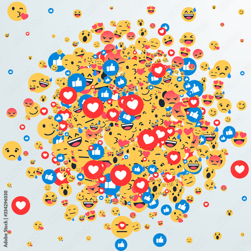 Social media emoji icons. Vector flat emoji art illustration isolated ...