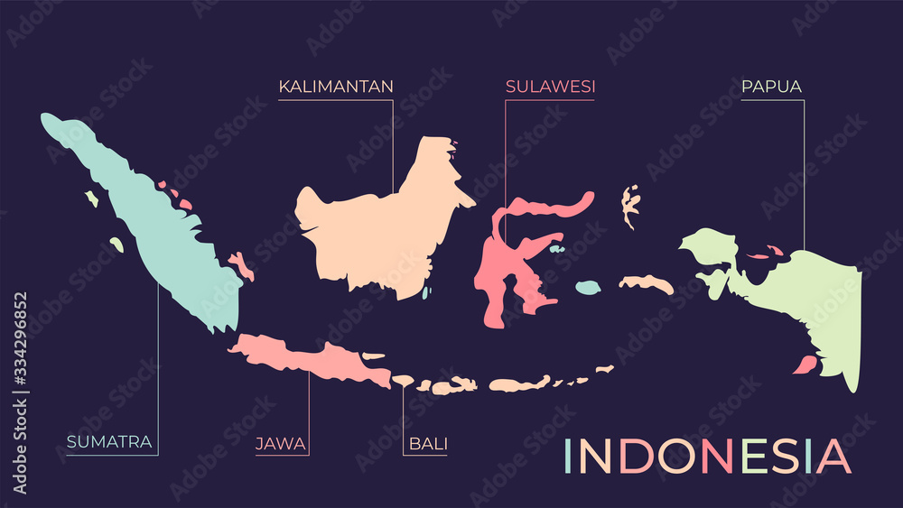 Indonesia map colorful vector for infographics Stock Vector | Adobe Stock