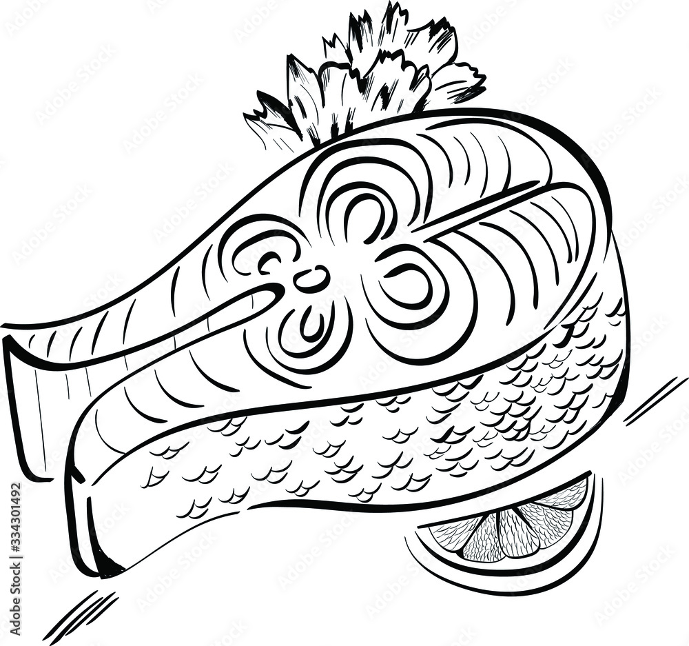 Fish, food vector isolated on white background. Concept for logo, menu ...