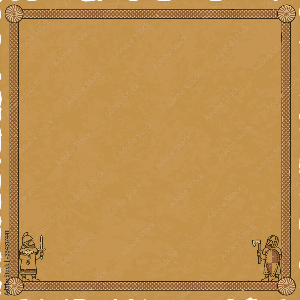 Vetor do Stock: Vector illustration of a square Viking map frame on a ...