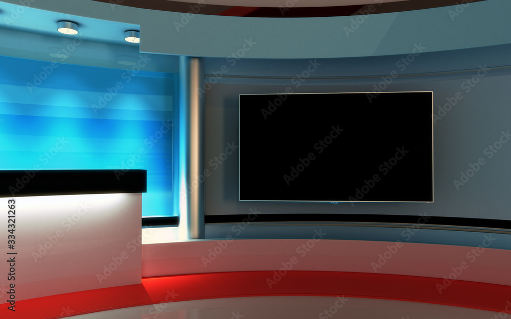 Studio. Tv Studio. News room. Breaking news. 3D rendering. Stock ...