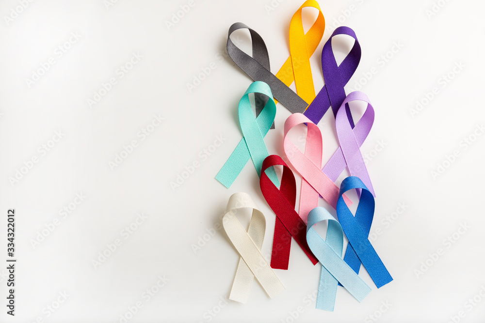 Multi colored cancer ribbons Proudly worn by patients, supporters and ...