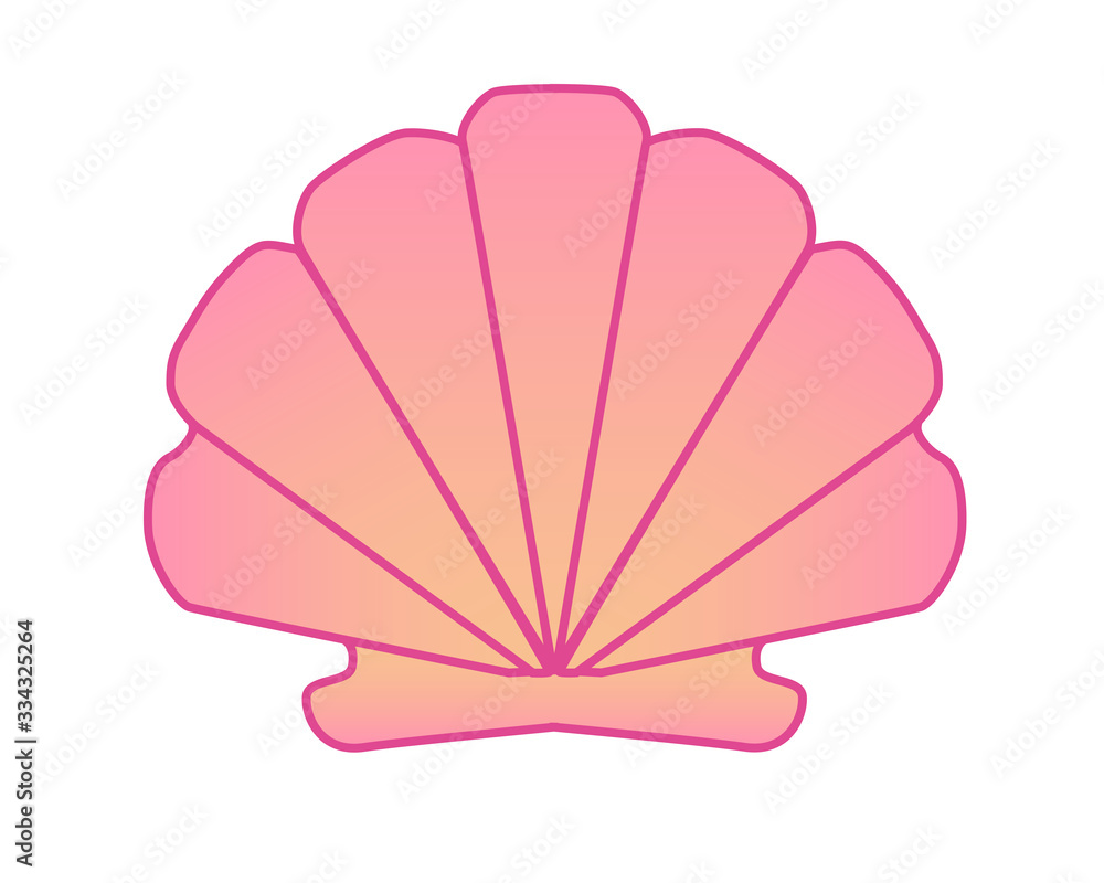 Sea pink shell - scallop - vector full color picture. Scallop shell ...