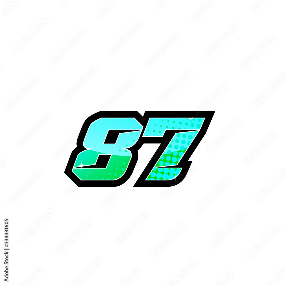 Vector Racing number 87, start racing number, sport race number with ...