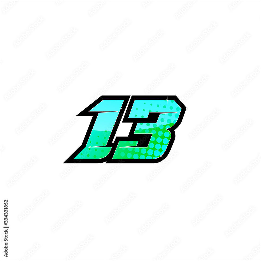 Vector Racing number 13, start racing number, sport race number with ...