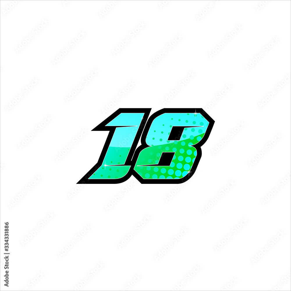 Vector Racing number 18, start racing number, sport race number with ...