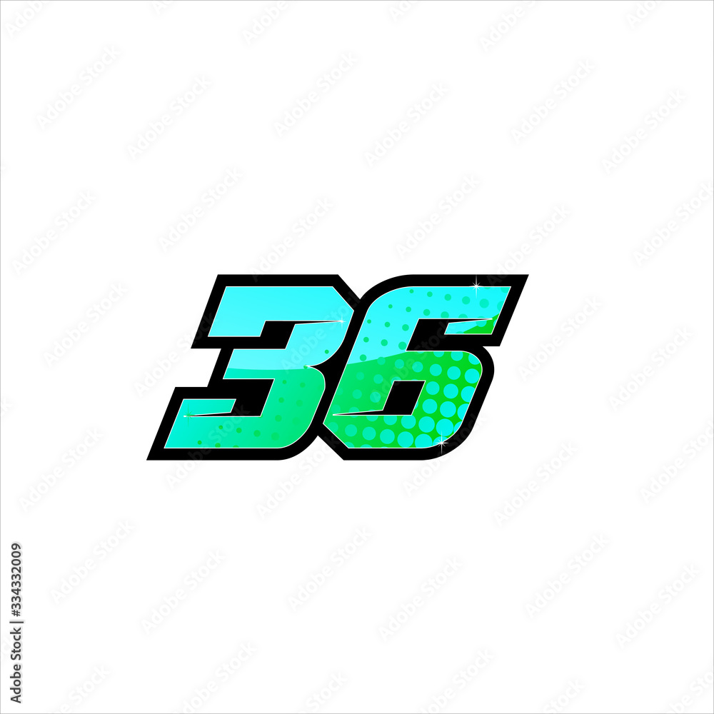 Vector Racing number 36, start racing number, sport race number with ...