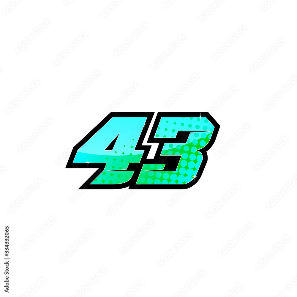Vector Racing number 43, start racing number, sport race number with ...