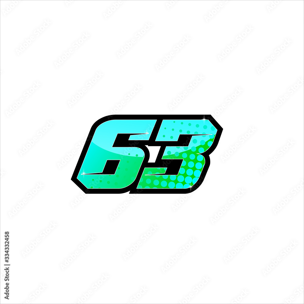 Vector Racing number 63, start racing number, sport race number with ...