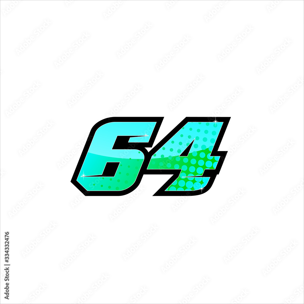 Vector Racing number 64, start racing number, sport race number with ...