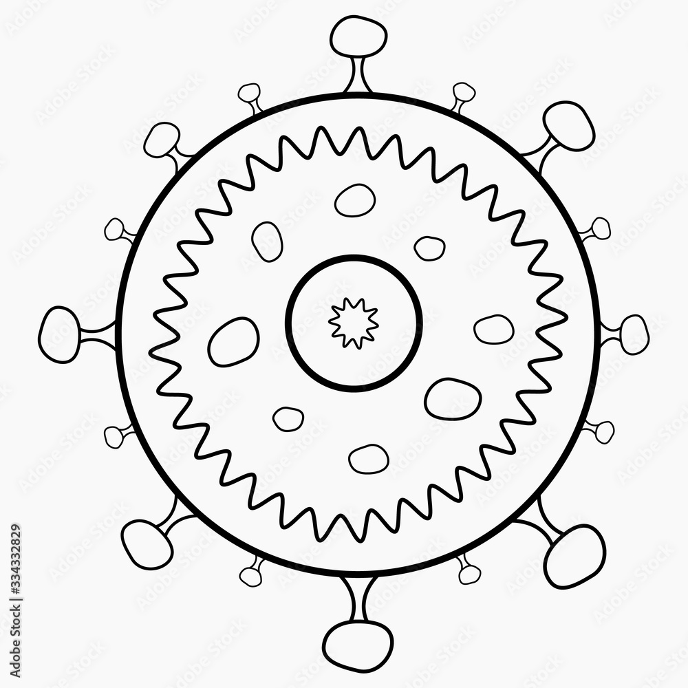 COVID-19 line symbol. Concept Coronavirus symbol, virus silhouette ...