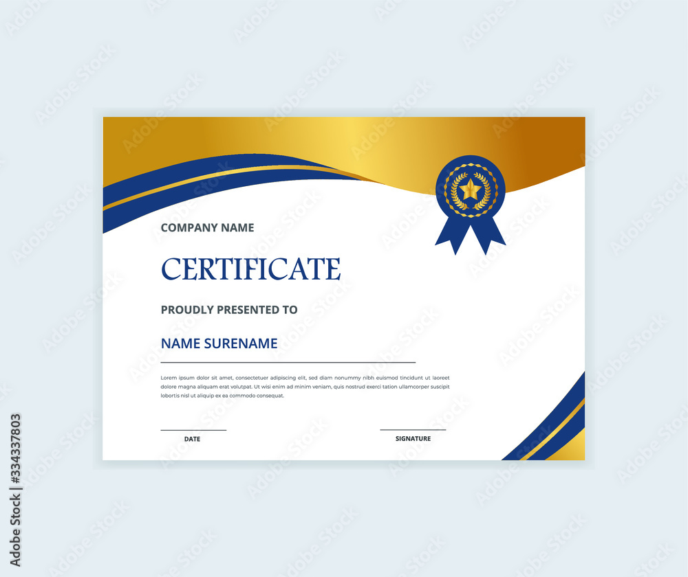 Certificate of appreciation award template with gold gradient and dark ...
