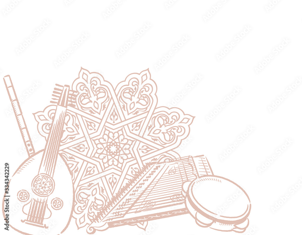 Music themed background with Arabic instruments. Stock Vector | Adobe Stock