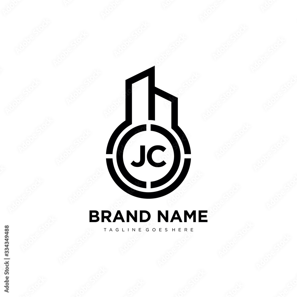 JC initial letter building with circle logo vector. Stock Vector ...