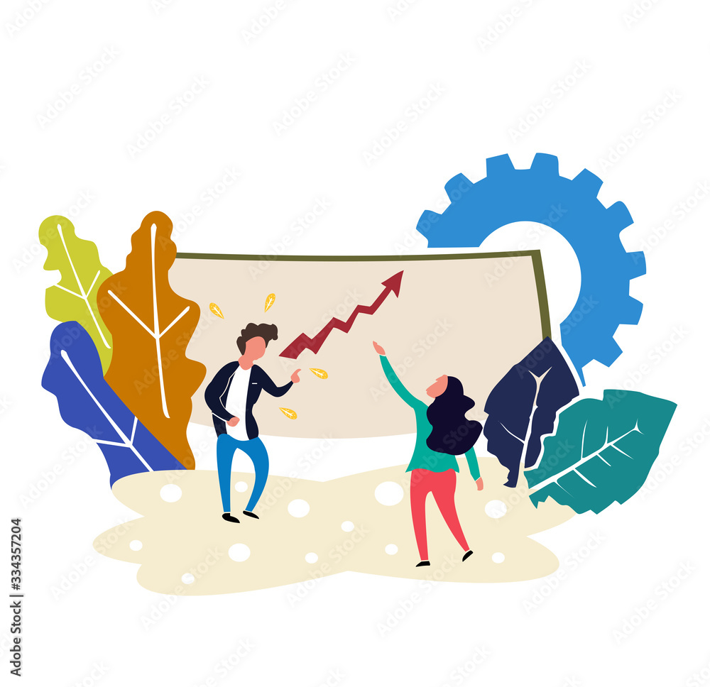 Illustrations design concept business success via growth graph chart ...
