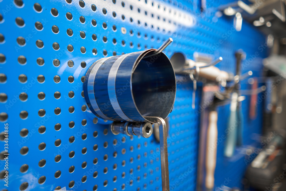 Tools of Car mechanic for a new piston for the engine, overhaul ...