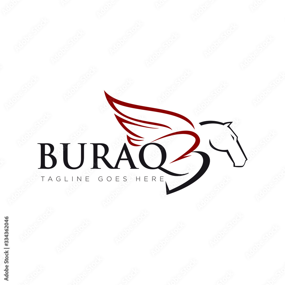 buraq logo, letter b and pegasus vector Stock Vector | Adobe Stock