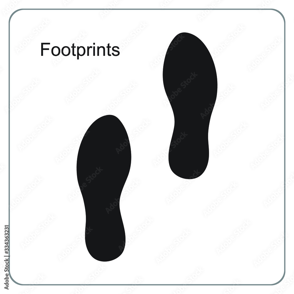 The silhouette of footprints. footsteps icon or sign for print. Vector ...