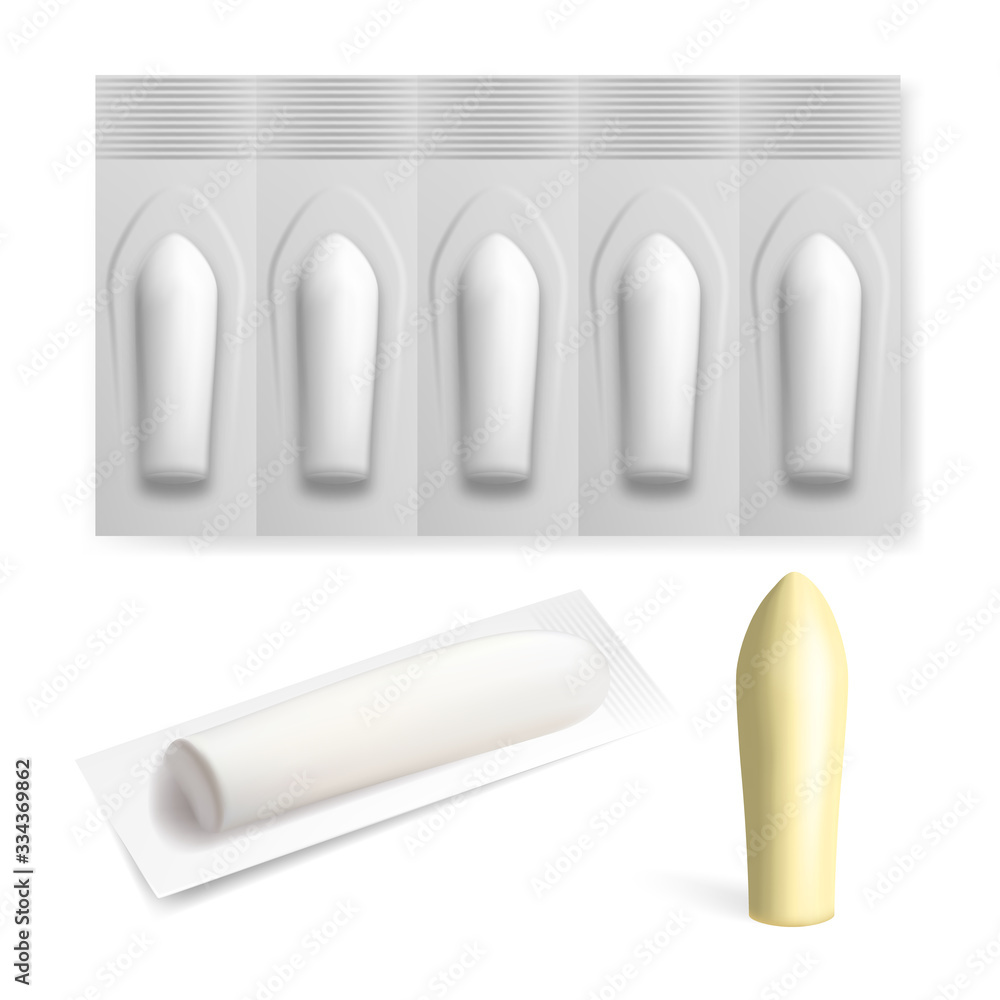 Medical Suppositories In Blister Strip Set Vector. Collection Of ...