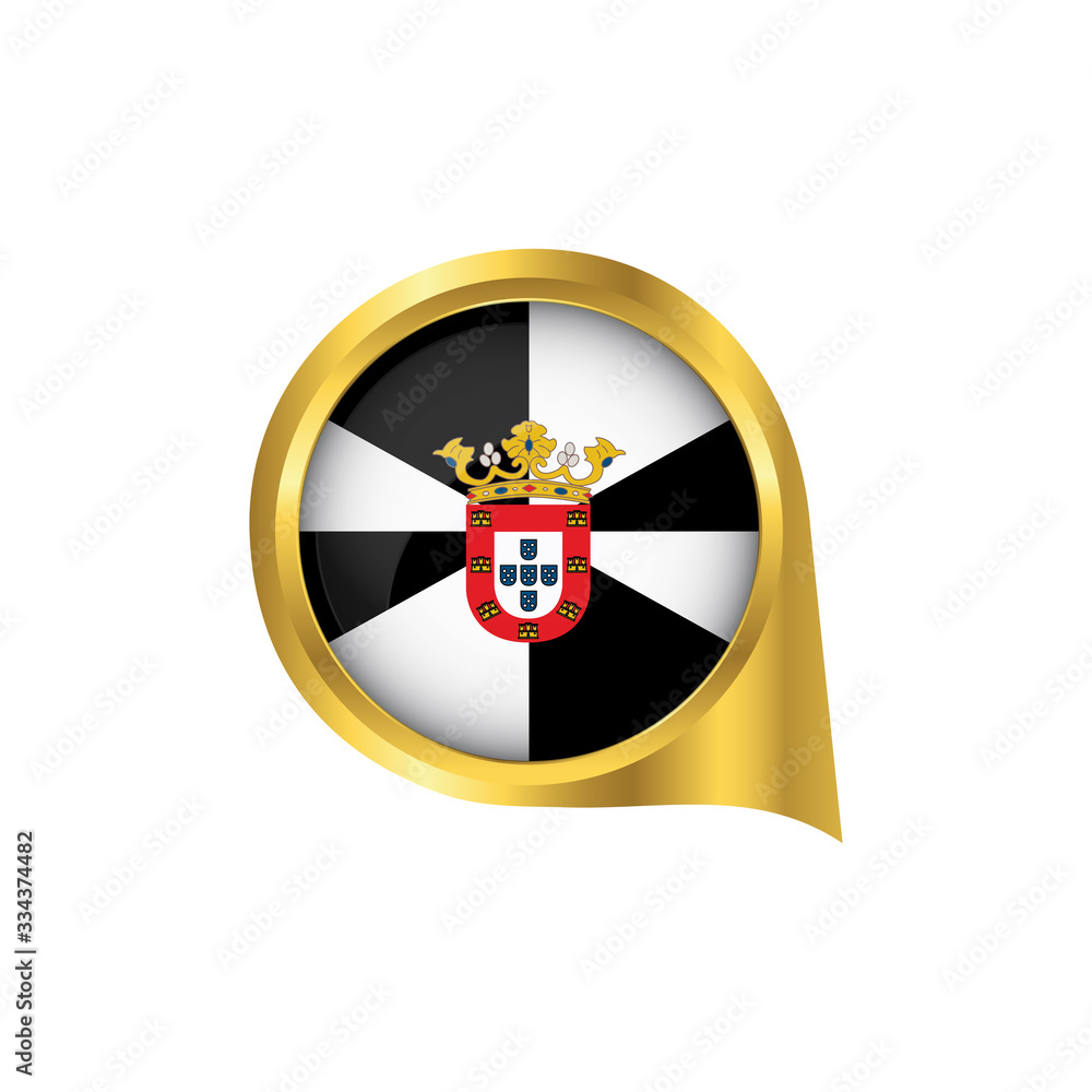 Flag of Ceuta, location map pin, pointer flag Ceuta, button gold, Icon ...