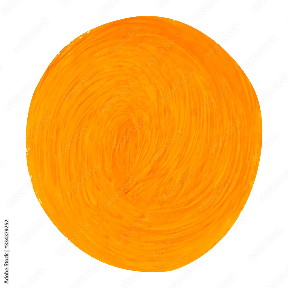 Vector round orange paint texture isolated on white - acrylic banner ...