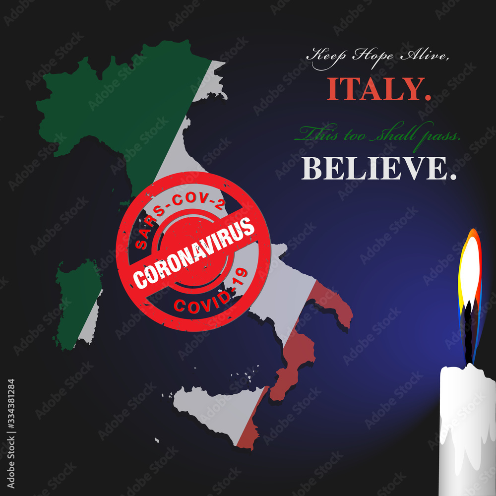 Positive/motivational text message for the Italian people. Colorful ...