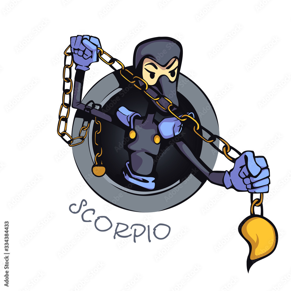 Scorpio zodiac sign person flat cartoon vector illustration ...