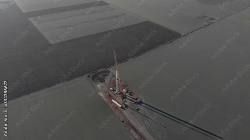 Building process of wind energy power tower mill, under construction ...
