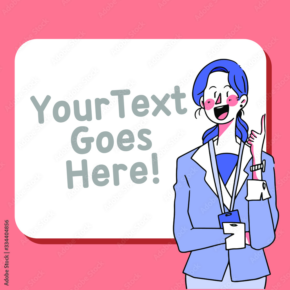 Office Girl Explaining Illustration Asset Template. Best for ...