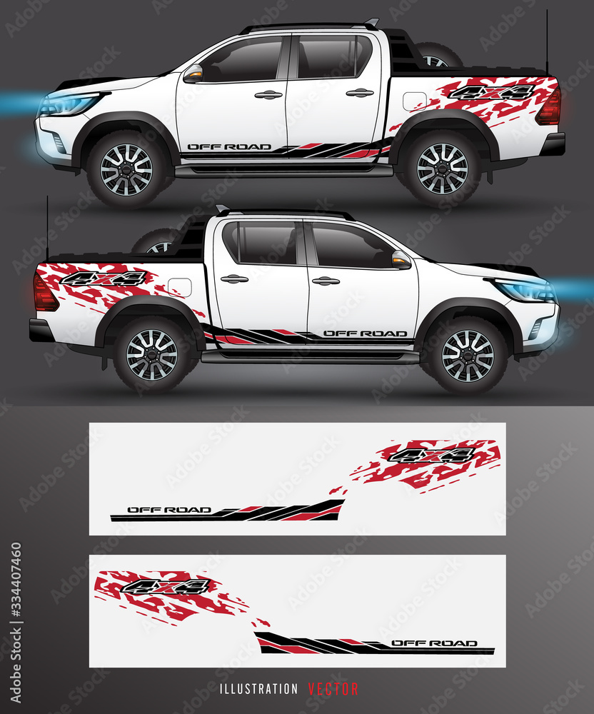 4 wheel drive truck and car graphic vector. abstract lines design for ...