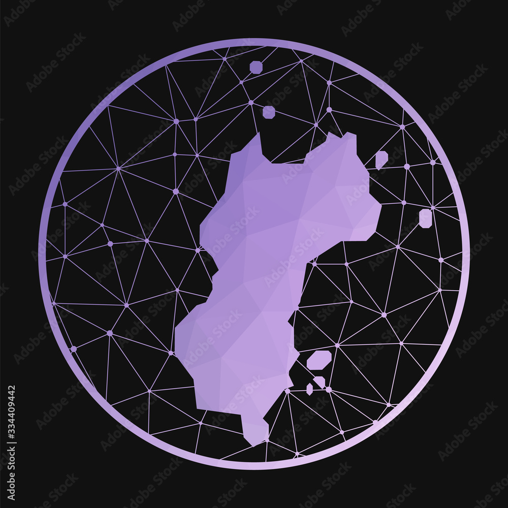 Mustique icon. Vector polygonal map of the island. Mustique icon in ...