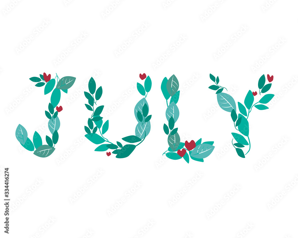 The Word July Clipart