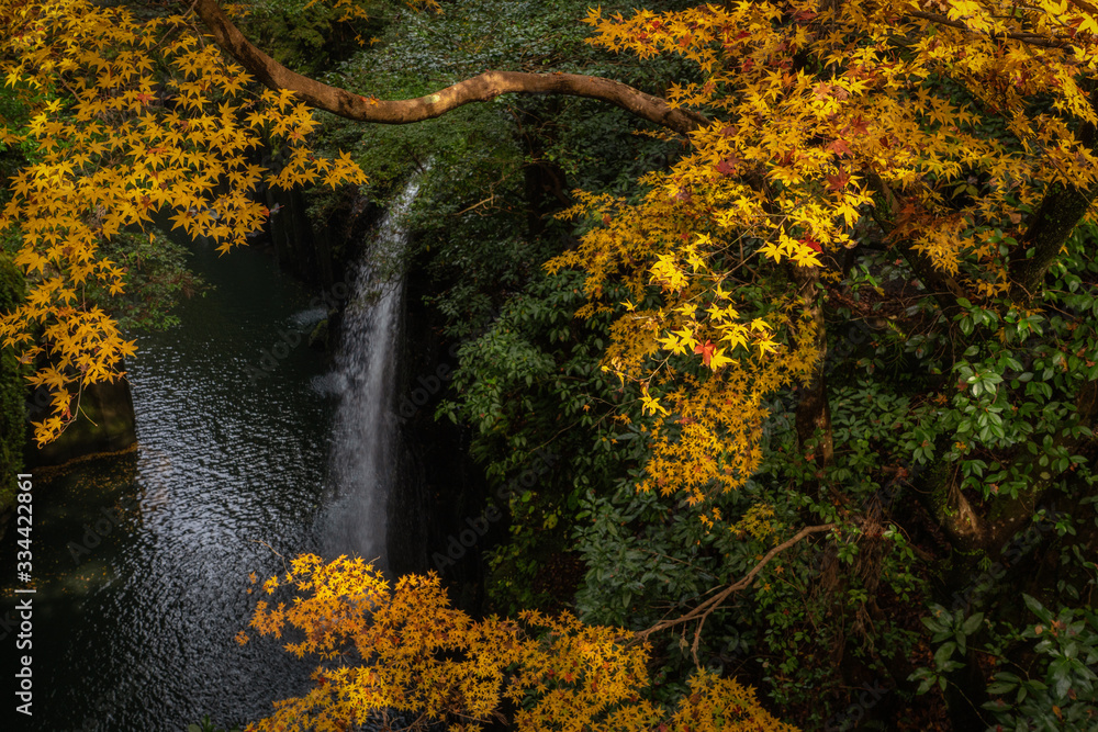 Takachiho, Kyushu, Japan - November 25, 2019 : A view of the waterfall ...
