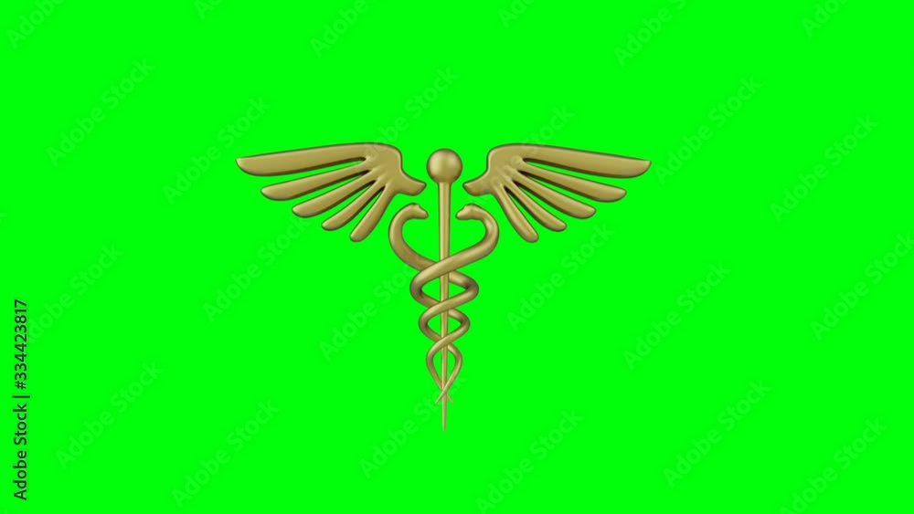 Caduceus medical symbol isolated on a green background. Caduceus Icon ...