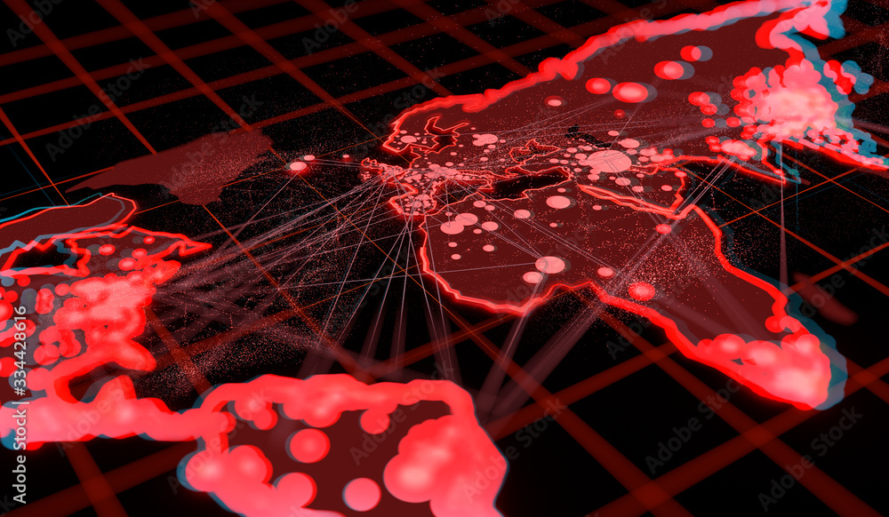 A global pandemic - Covid-19 Coronavirus - visualization data world map ...