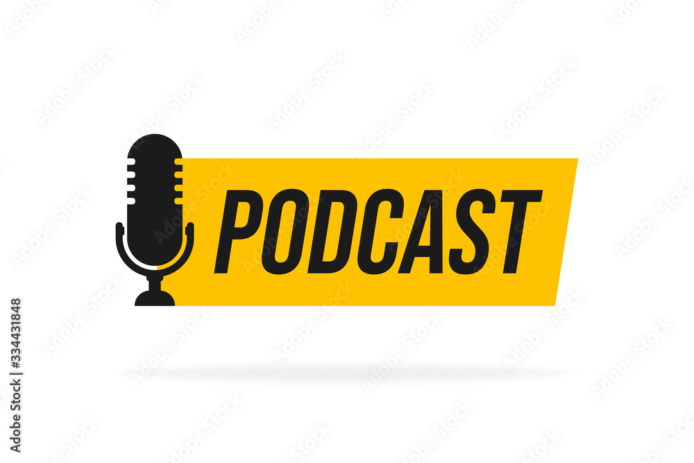 Podcast. Vector flat illustration, icon, logo design on white ...