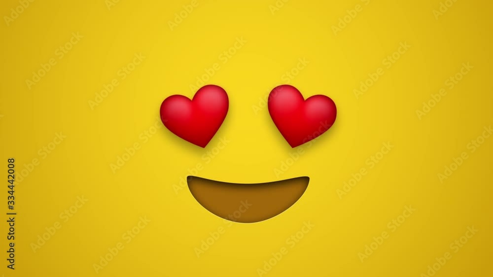 Animated colorful looping smilling face with hear eyes emoji background ...