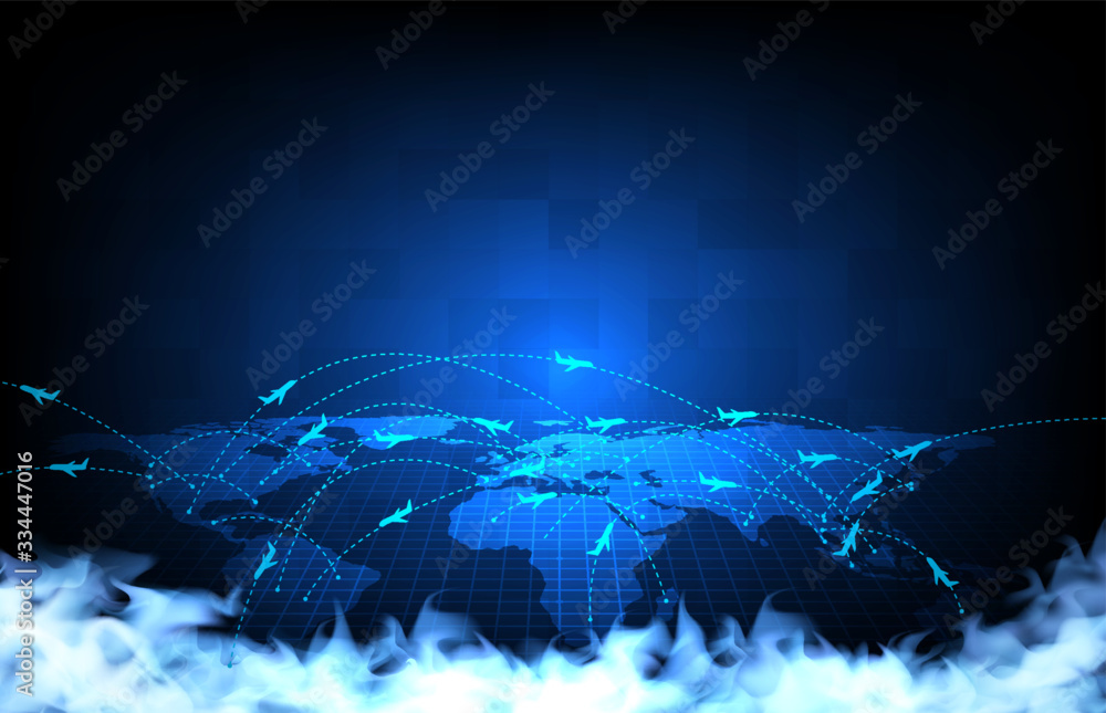 abstract background of futuristic technology screen scan flight radar ...