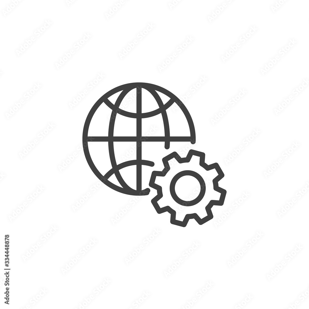 Global business optimization line icon. linear style sign for mobile ...