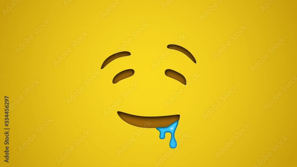 Animated colorful looping drooling face emoji background for apps or ad ...