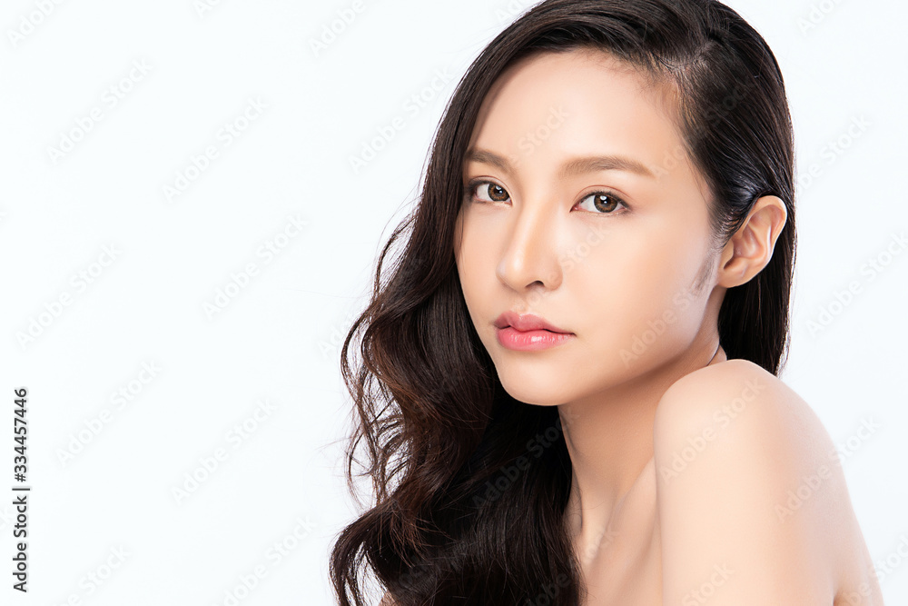 Beautiful Young Asian Woman with Clean Fresh Skin. Face care, Facial ...