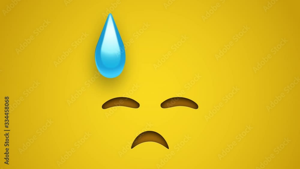 Animated colorful looping downcast face emoji background for apps or ad ...