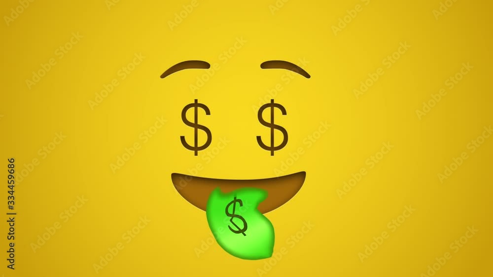 Animated colorful looping money mouth face emoji background for apps or ...