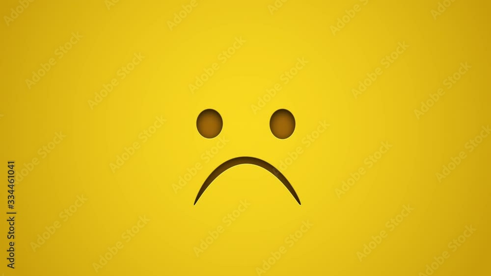Animated colorful looping frowning face emoji background for apps or ad ...