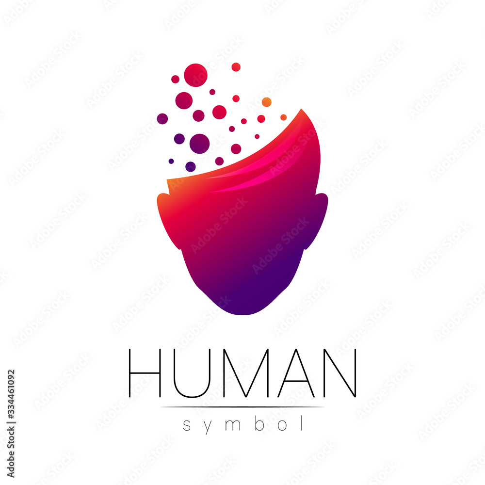 Vector symbol of human head. Person face. Red violet color isolated on ...