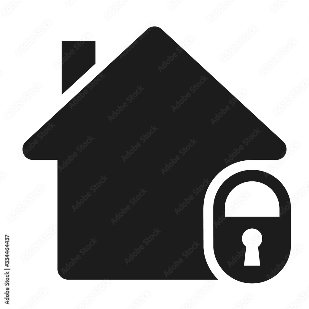 House with lock pictogram. Isolated vector illustration. Security ...